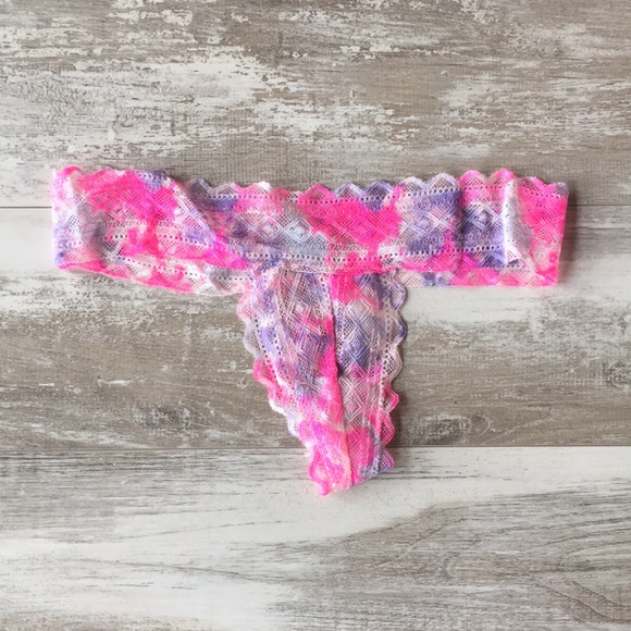 Intimates & Sleepwear | Nwot Pink Purple Lace Thong | Poshmark